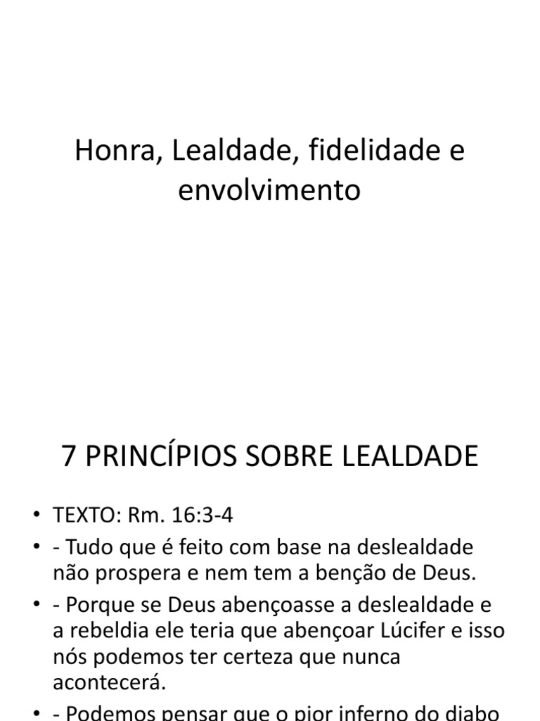 Honra, Lealdade, Fidelidade e Envolvimento | PDF | Deus | Textos religiosos
