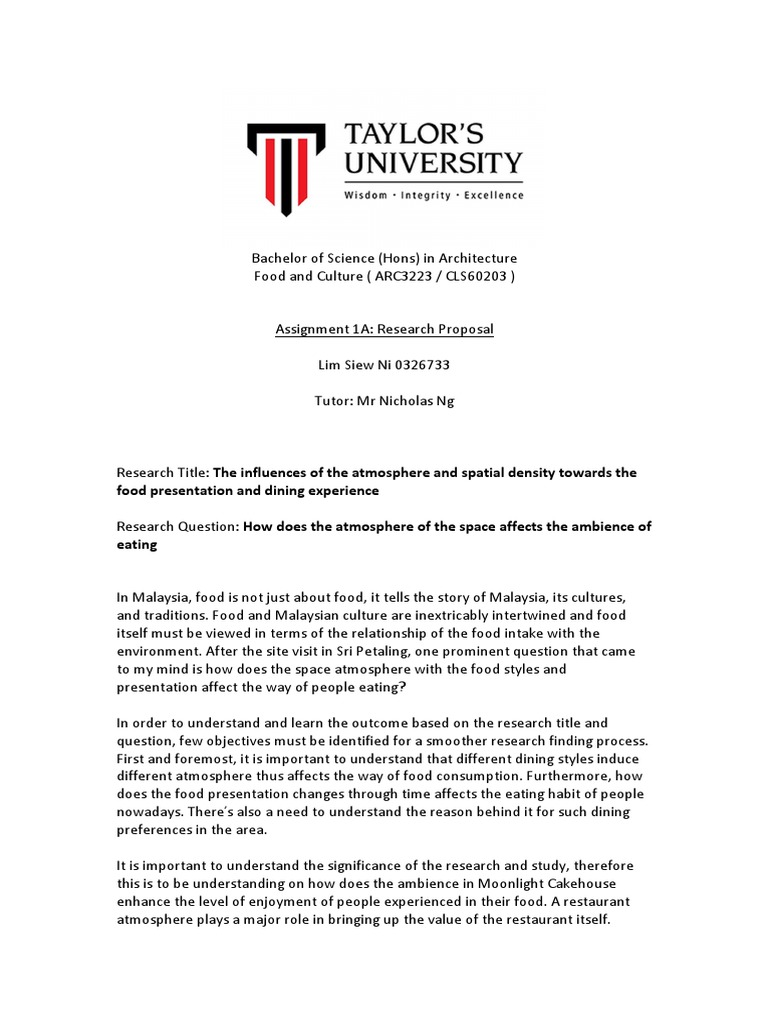 Food and Culture Assignment 1A Research Proposal | PDF | Eating | Foods