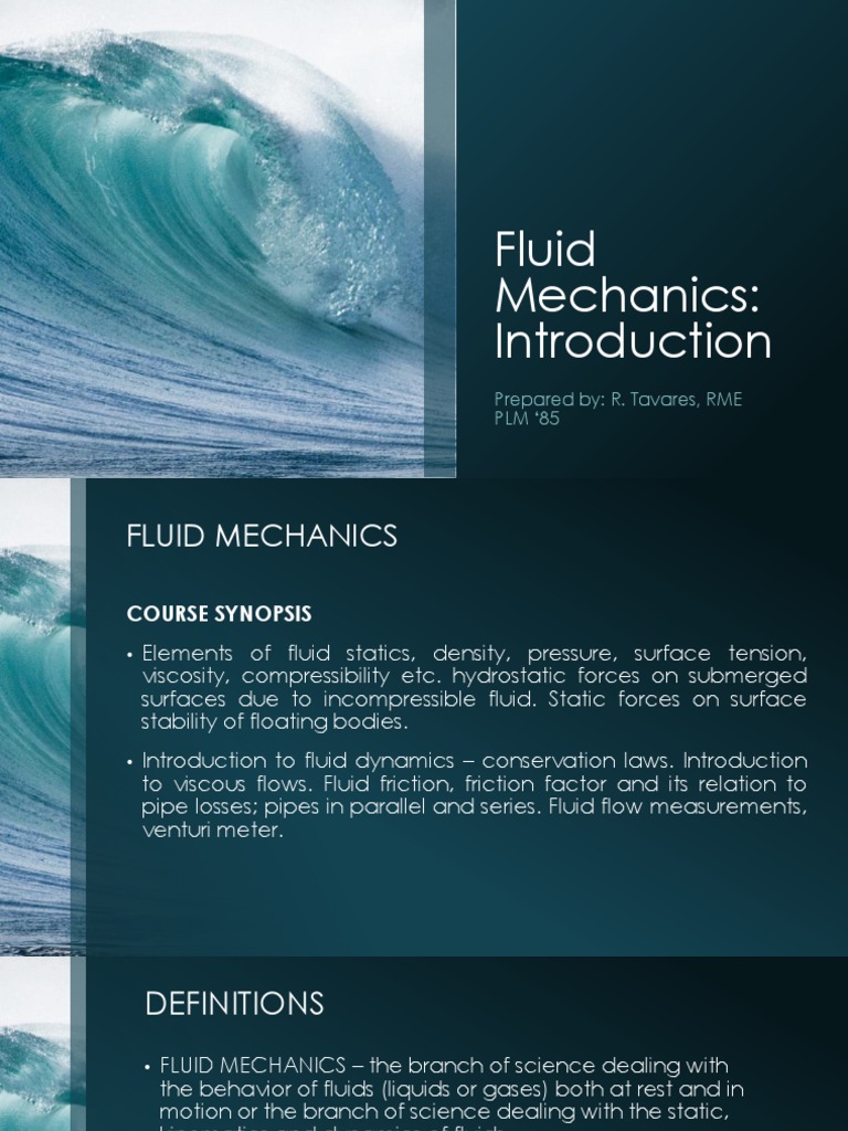 Presentation 1 Introduction To Fluid Mechanics | PDF | Viscosity ...