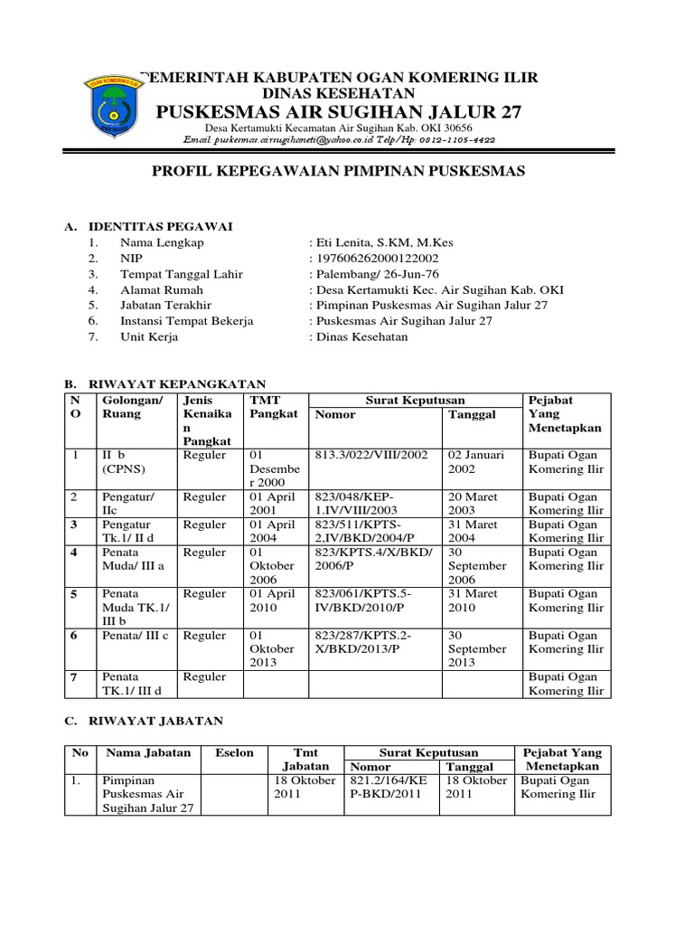 2.2.1.1 Profil Pimpinan Puskesmas | PDF