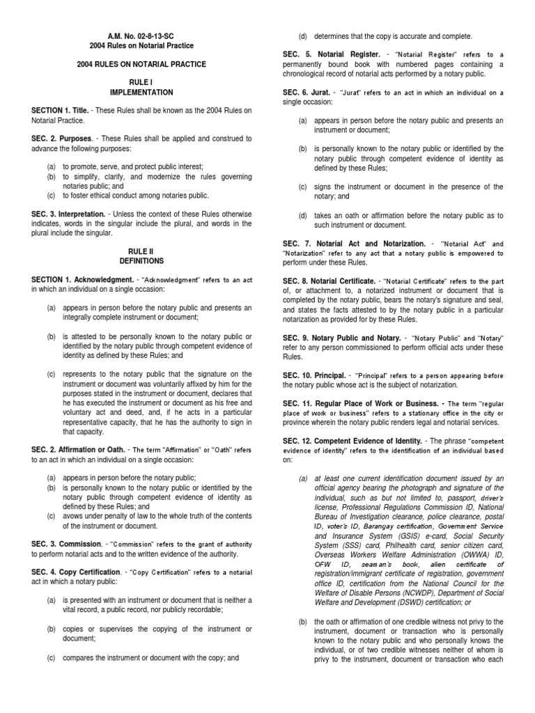 2004 Rules On Notarial Practice | PDF | Notary Public | Signature