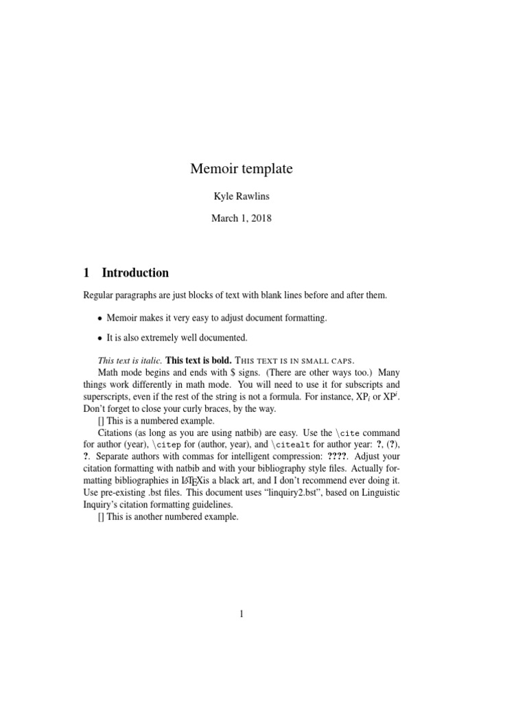 Memoir Template | PDF | Computers