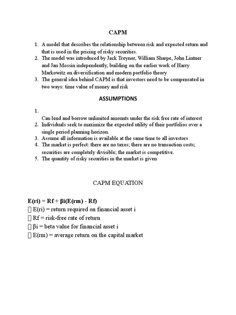 CAPM | PDF