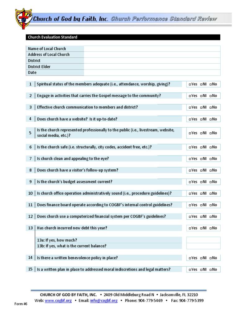 Church Performance Evaluation Form | PDF | Business