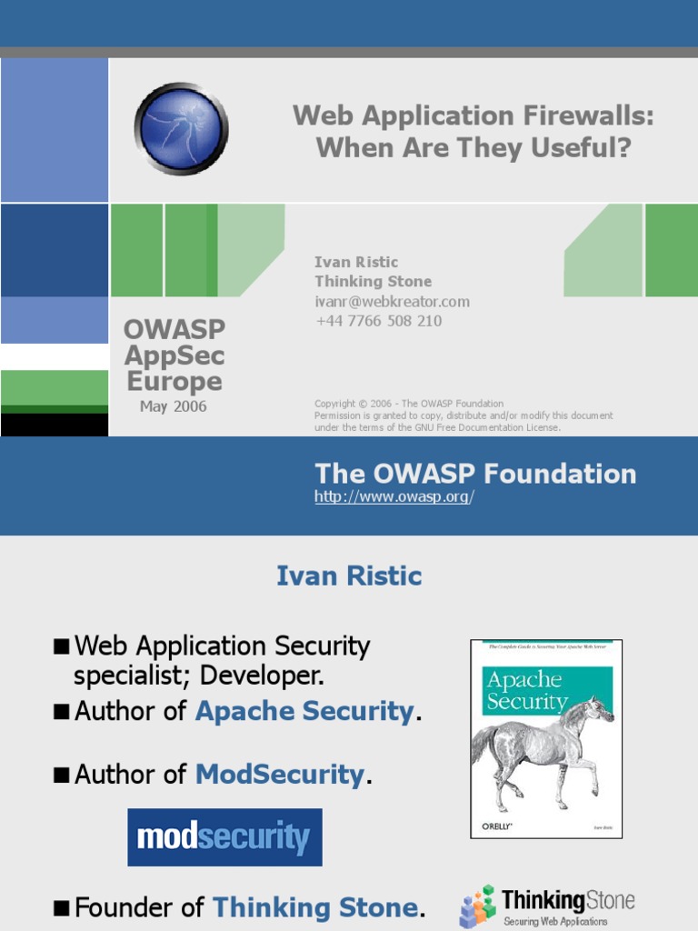 OWASPAppSecEU2006 WAFs WhenAreTheyUseful | PDF | Proxy Server | Apache Http Server