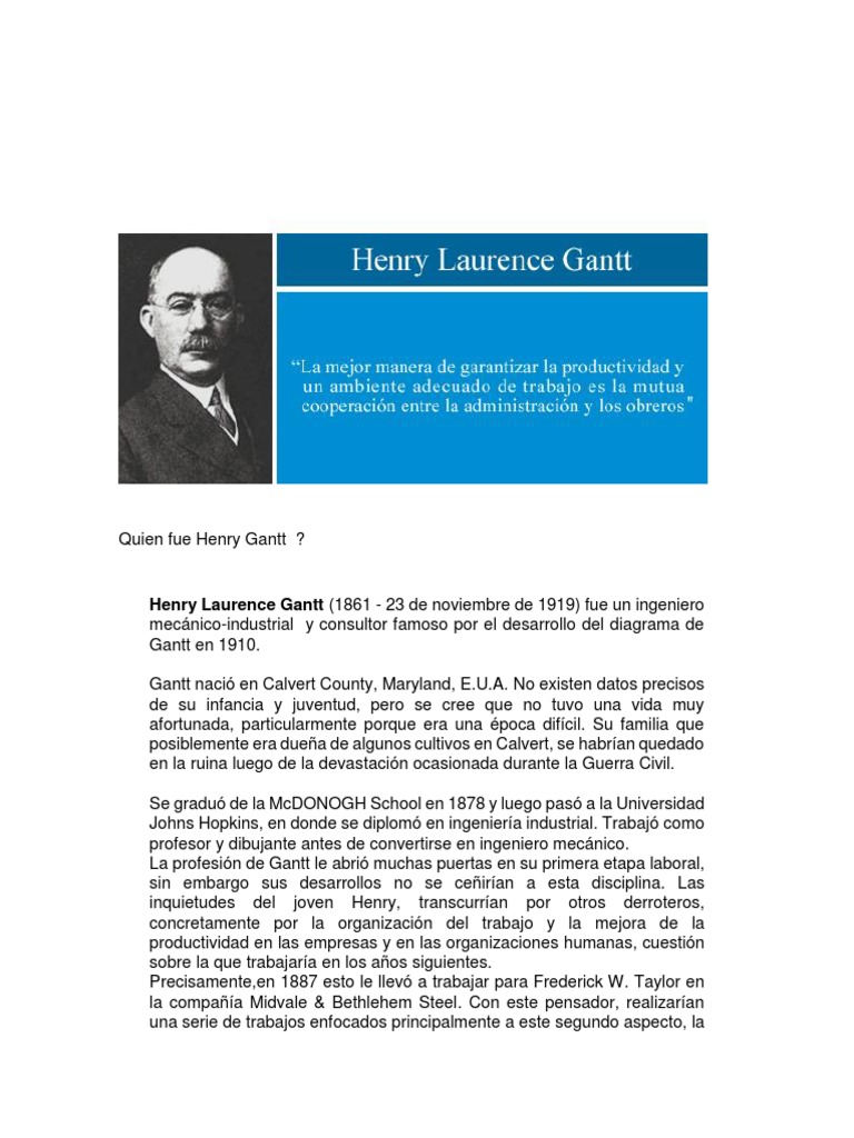 Henry Gantt | PDF | Software | Ingeniería Industrial