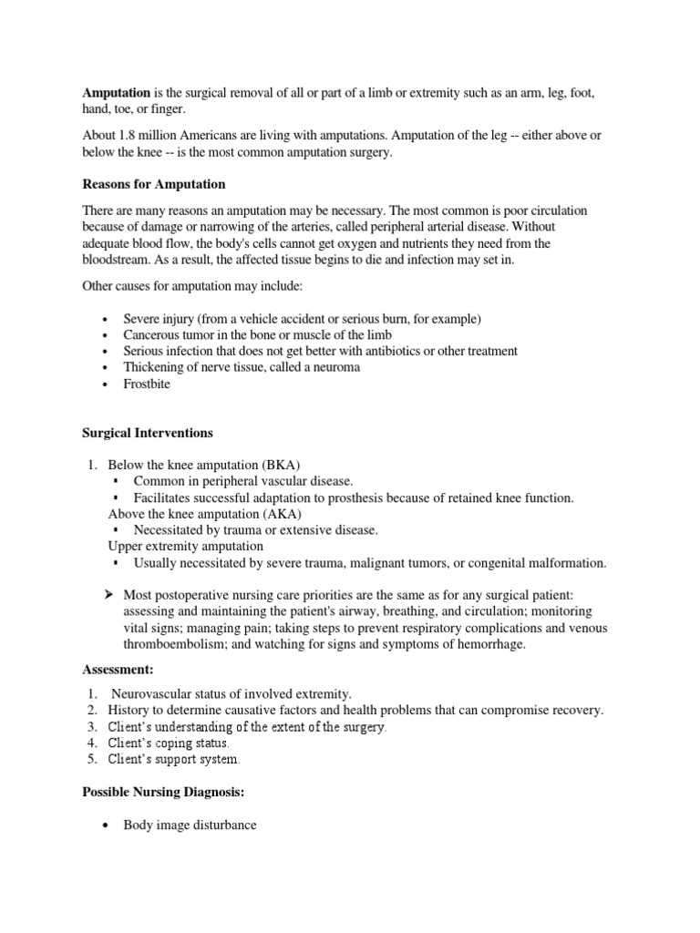 Limb Amputation Pdf Amputation Circulatory System