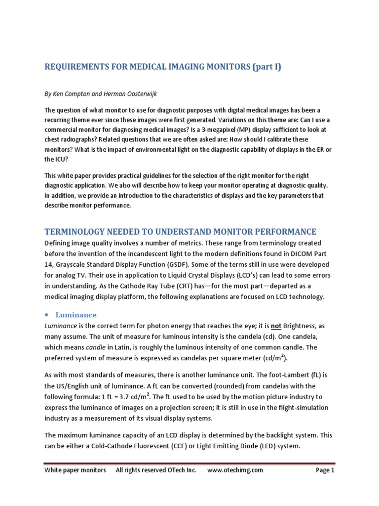 Medical Imaging Monitor Guide | PDF | Image Resolution | Pixel