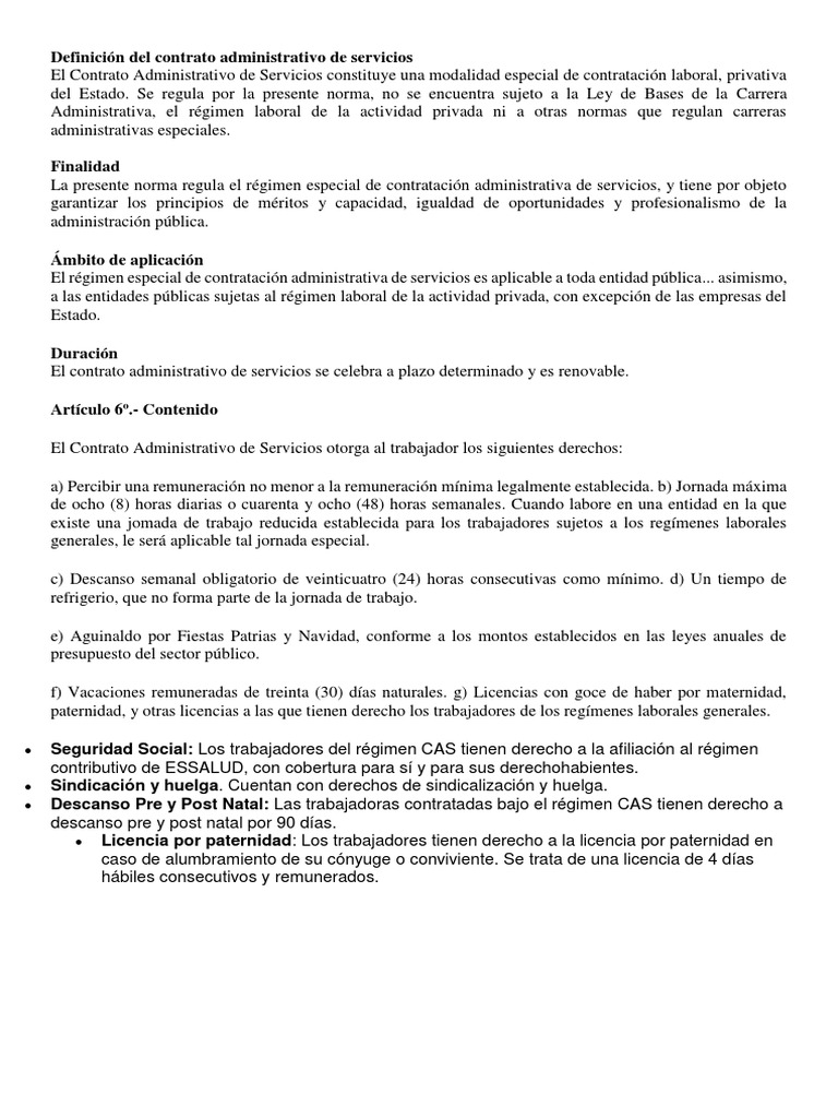 Definición Del Contrato Administrativo de Servicios | PDF | Derecho laboral | Estado (política)