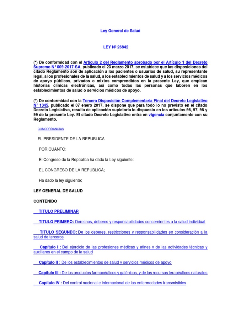 Ley 26842 Ley General De Salud Pdf Consentimiento Informado 7475