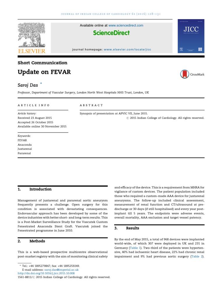 Update On Fevar: Sciencedirect | PDF | Cardiovascular System | Angiology