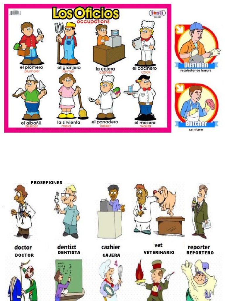 Profesiones y Ocupaciones Español e Ingles | PDF