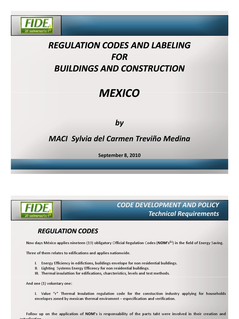 Regulation Codes and Labeling Regulation Codes and Labeling FOR FOR ...