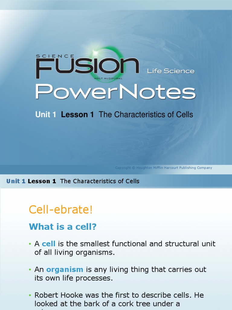 Lesson 1 - The Characteristics of Cells | PDF | Organelle | Cell (Biology)