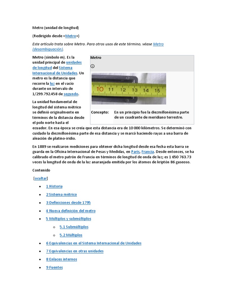 Metro | Descargar gratis PDF | Física | Unidades de medida