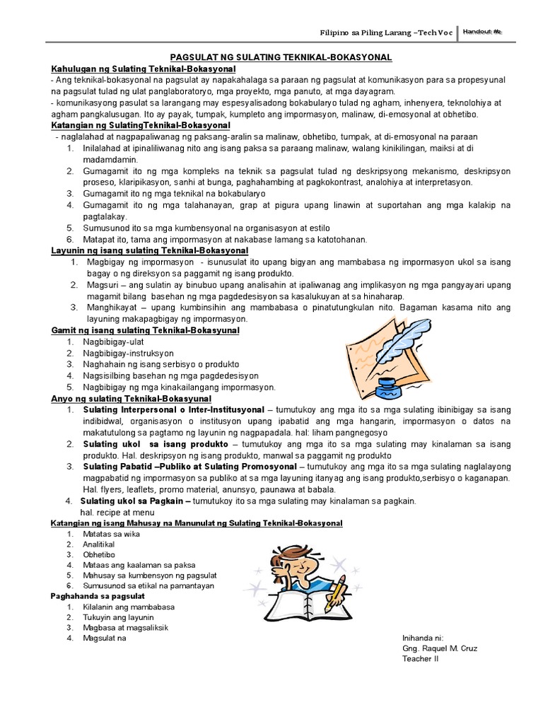 HANDOUT 2 - Sulating Teknikal-Bokasyonal | PDF