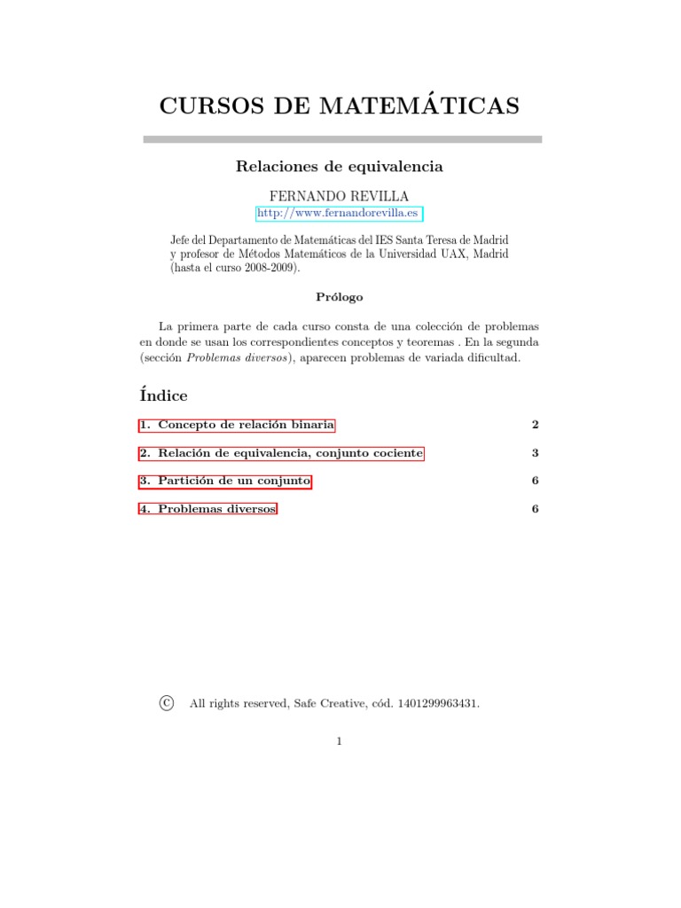 Relaciones de Equivalencia y Conjuntos Cocientes | PDF | Subconjunto ...
