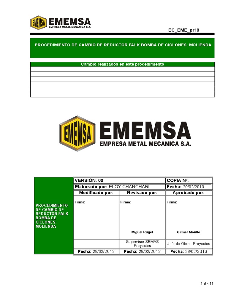 EC - EME - PR CAMBIO DE REDUCTOR FALK | PDF | Engranaje | Naturaleza