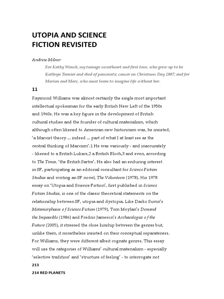 Utopia and Science Fiction Revisited - Andrew Milner | PDF | Dystopia ...