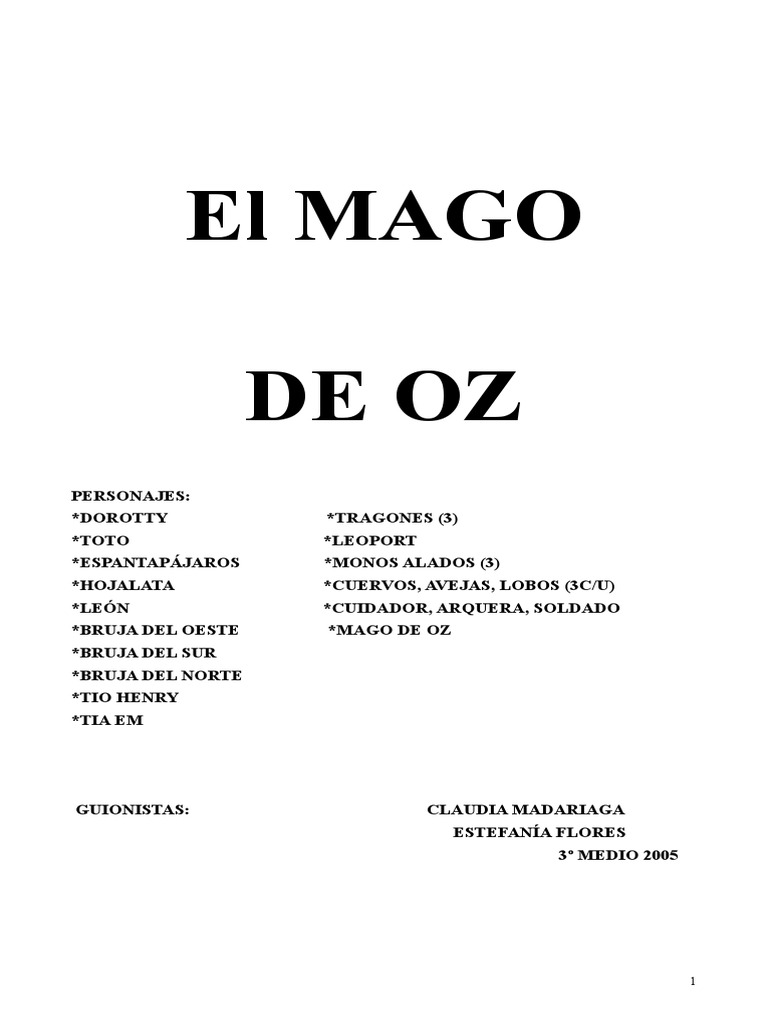 El Mago de Oz | PDF | Wizard Of Oz (Personaje) | Naturaleza