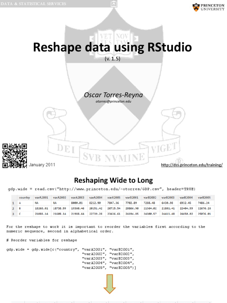 Reshape Data Using Rstudio: Oscar Torres-Reyna | PDF