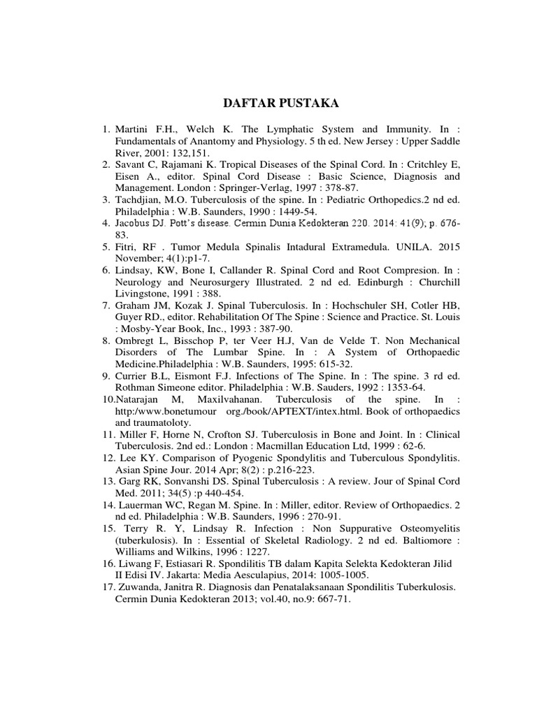 DAFTAR PUSTAKA Lapkas Neuro New | PDF | Tuberculosis | Spinal Cord
