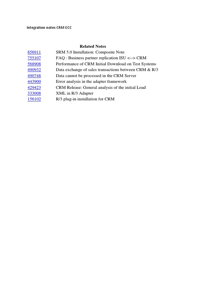 Integration Notes CRM ECC | PDF