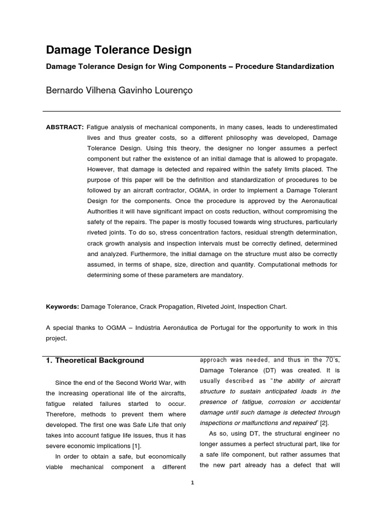 Damage Tolerance Design Procedures | PDF | Fatigue (Material) | Fracture