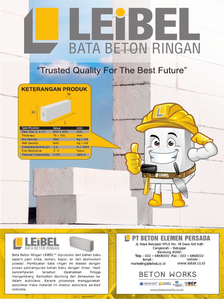 Keunggulan Bata Beton Ringan Leibel | PDF