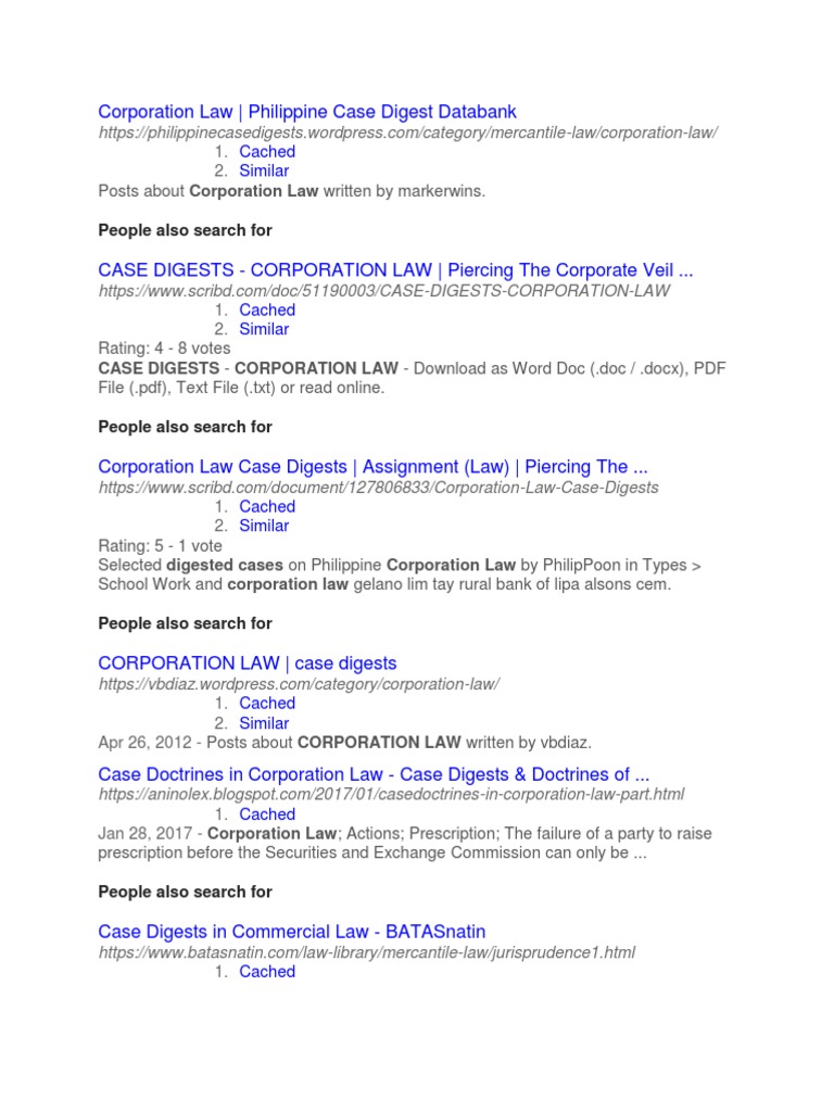 Corporation Law Sample | Corporate Law | Corporations