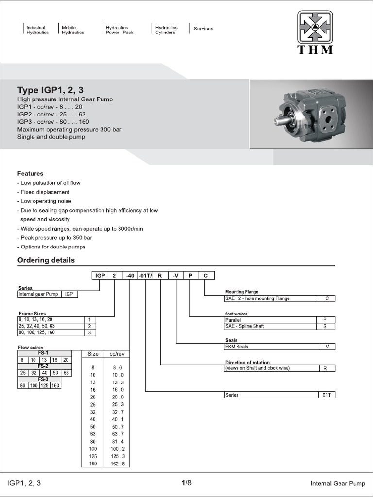 Internal Gear Pump IGP THM | PDF
