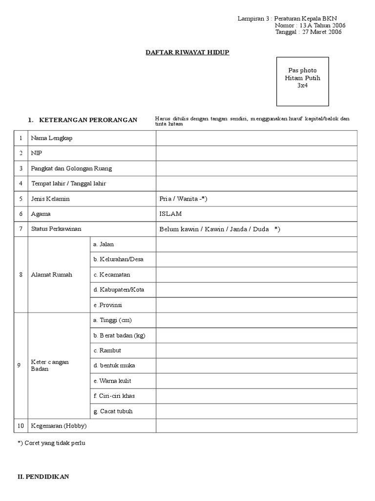 Blangko DRH 2006 | PDF