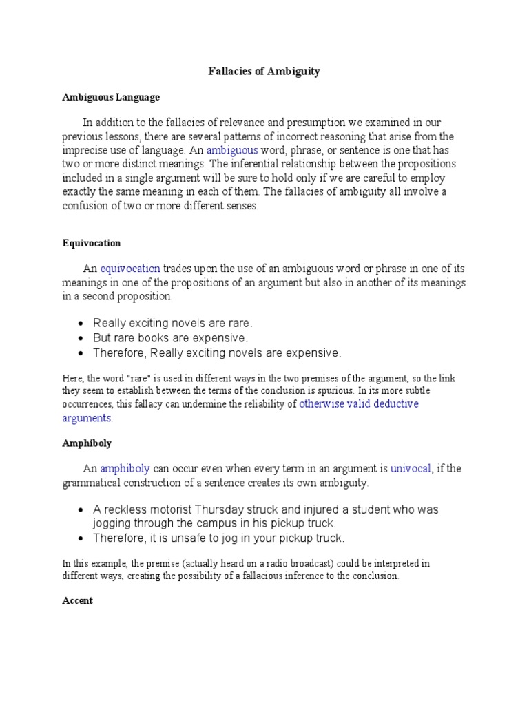 Fallacies of Ambiguity | PDF | Fallacy | Ambiguity