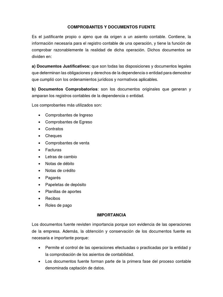 Comprobantes y Documentos Fuente | PDF | Pagaré | Cheque