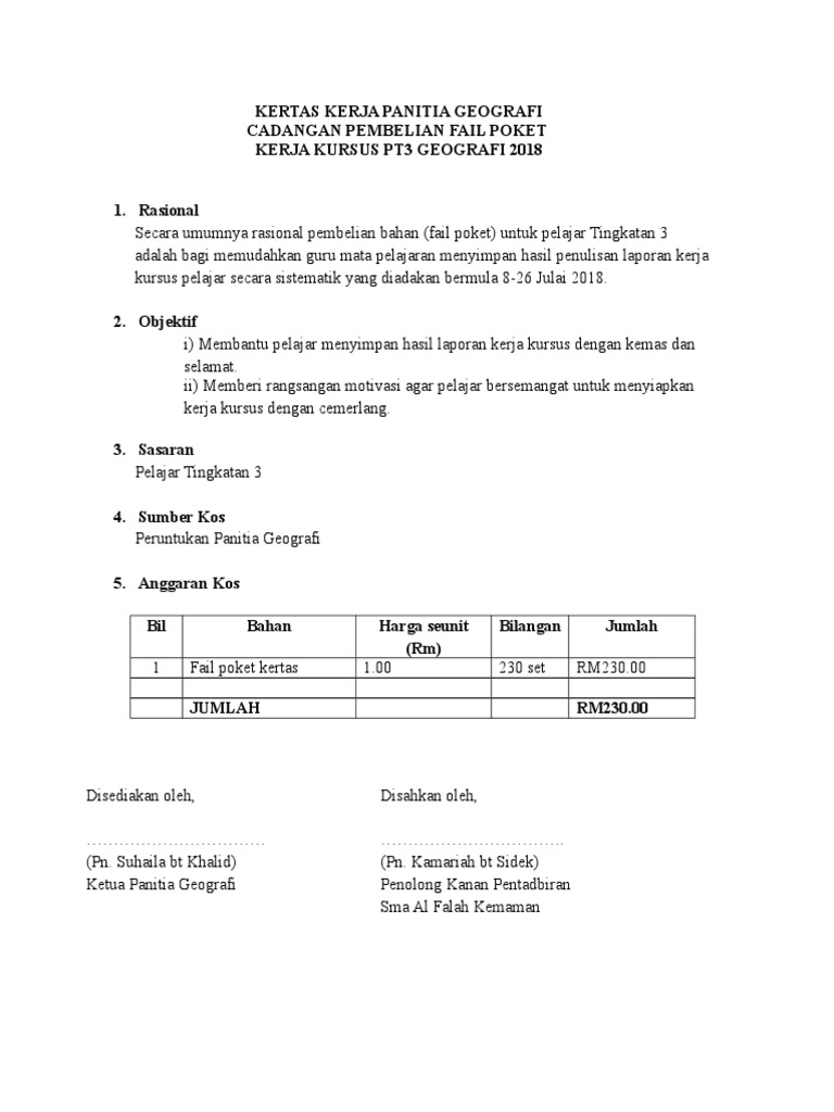 Kertas Kerja Panitia Geografi Fail Poket | PDF