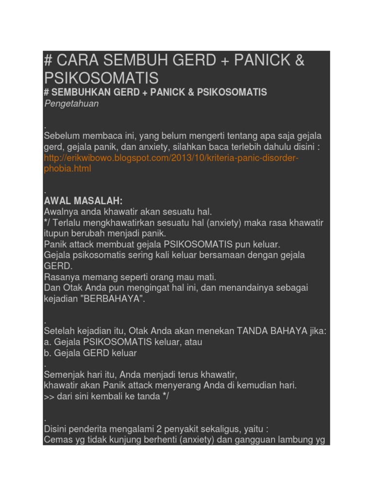 Sembuhkan GERD dan Anxiety Bersama | PDF | Pengembangan Diri | Gaya Hidup