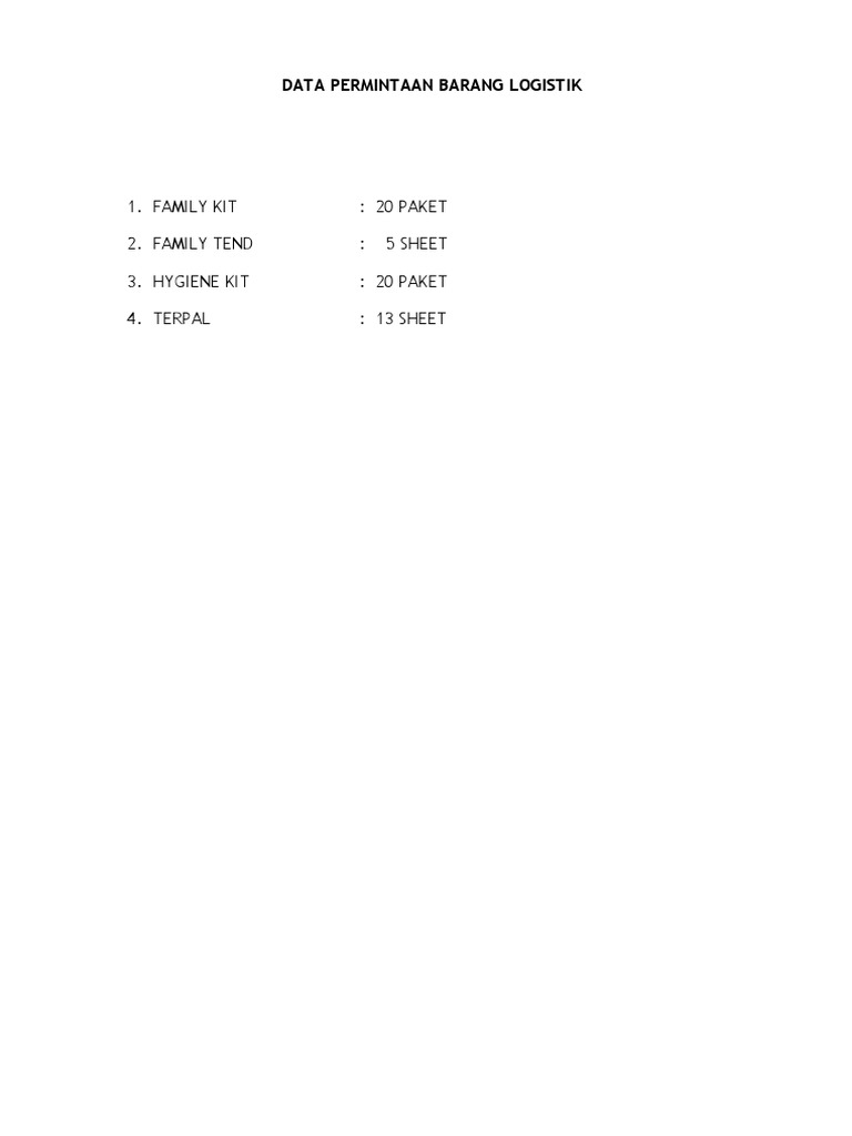 Data Permintaan Barang Logistik | PDF | Science & Mathematics
