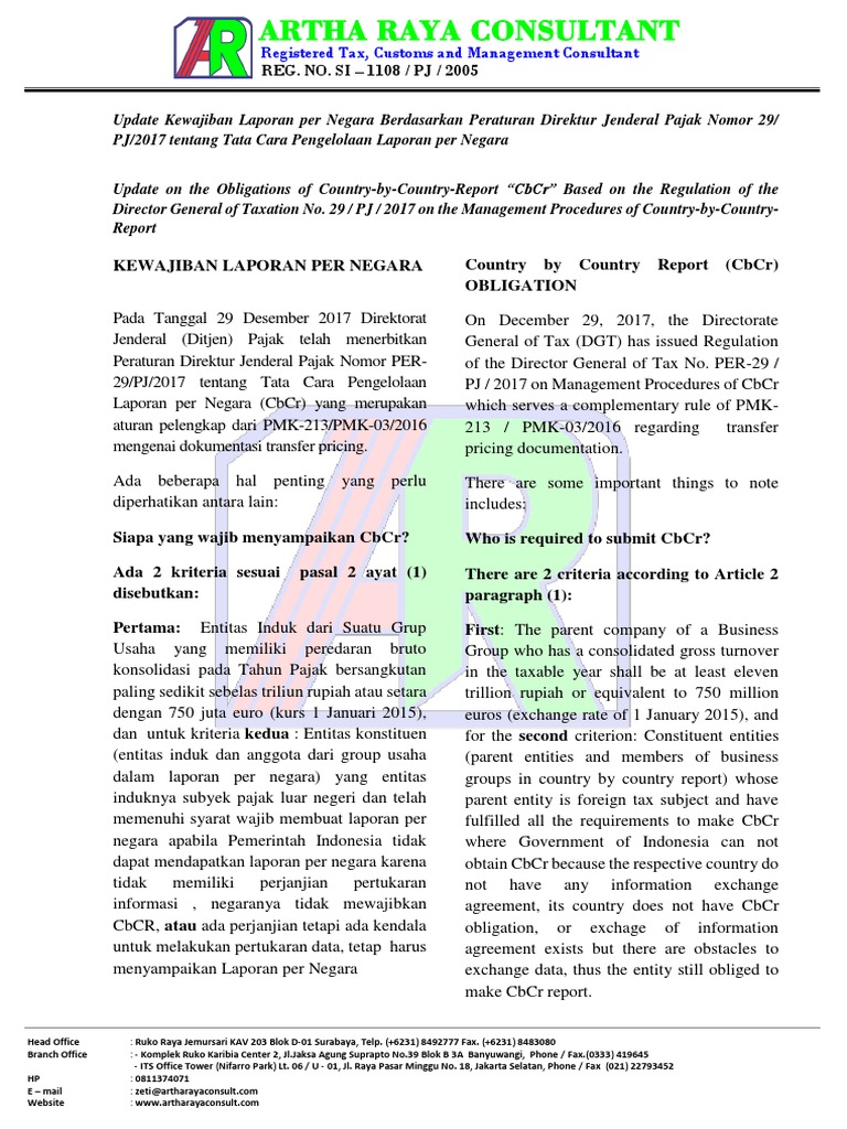 CbCr Reporting Obligations Update | PDF