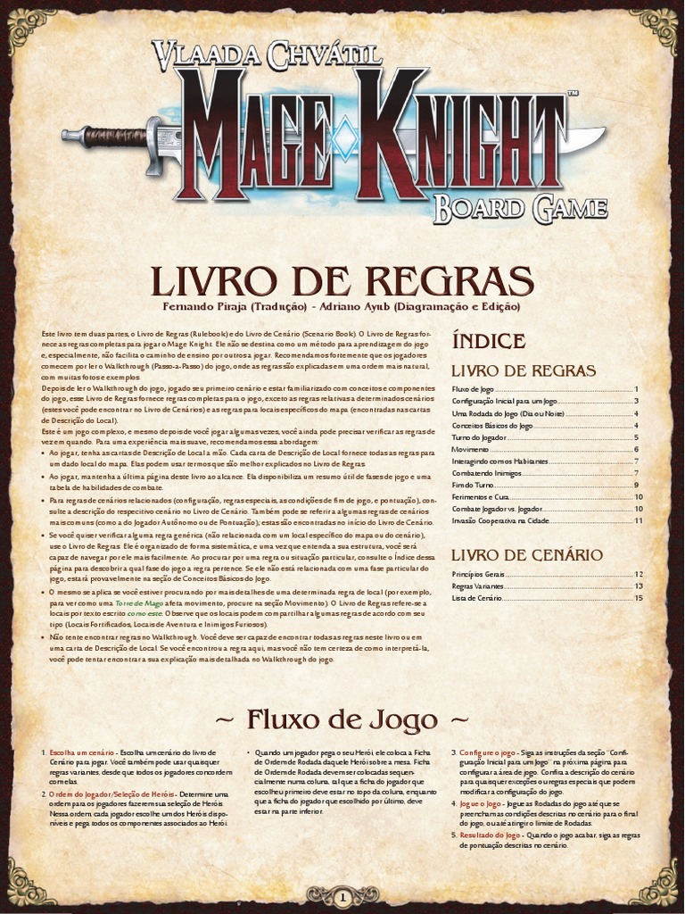 Regulamento completo do jogo Mage Knight com explicações detalhadas ...