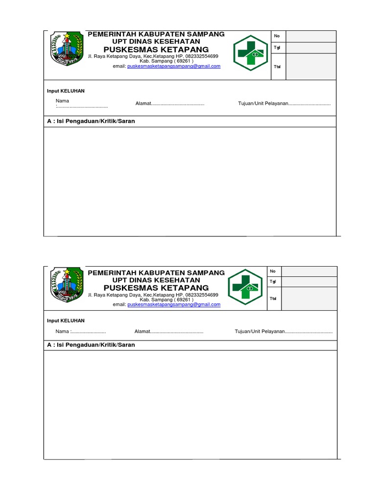 FOrmulir Keluhan Pelanggan | PDF