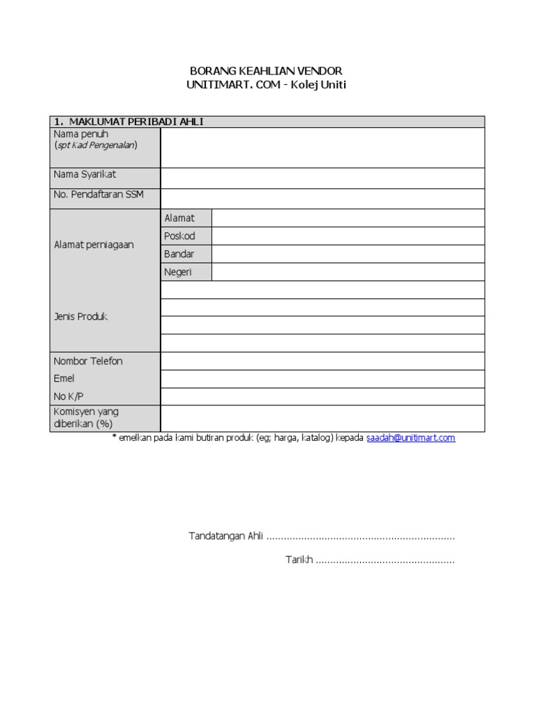 Borang Vendor Pdf