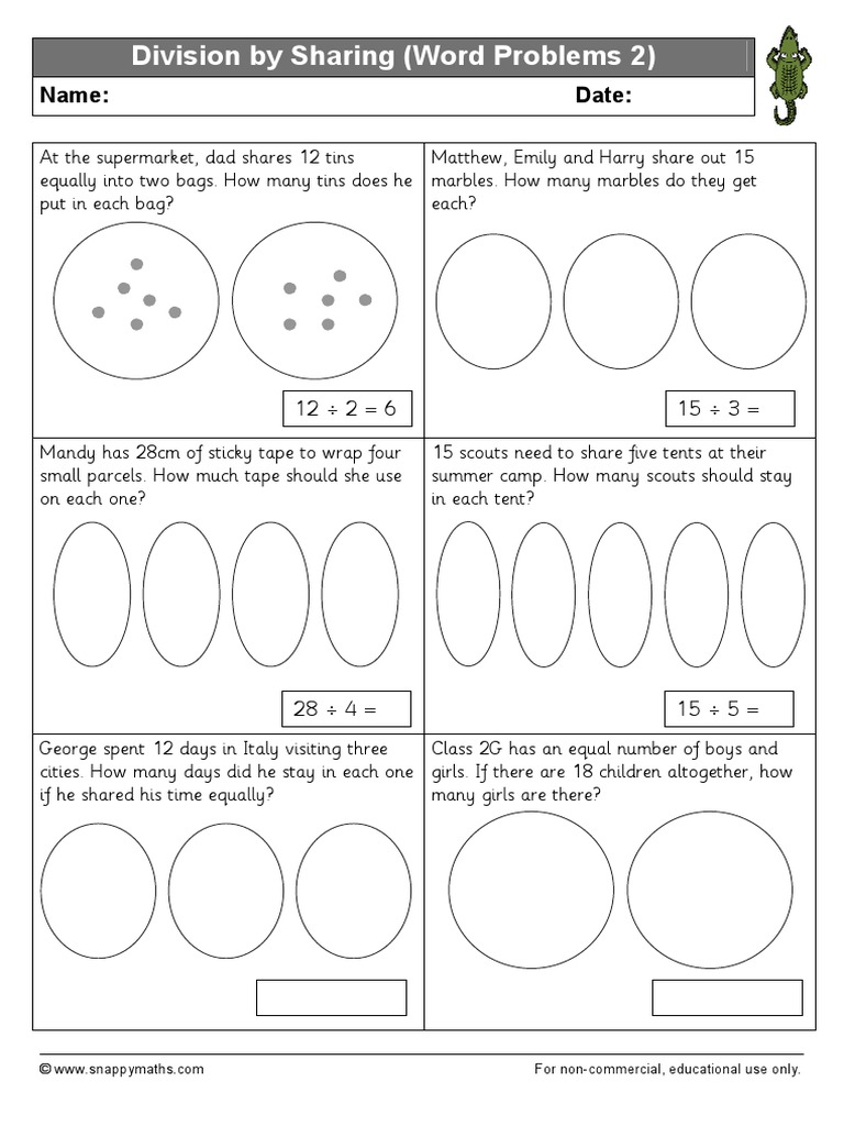 Division by Sharing (Word Problems 2) | PDF