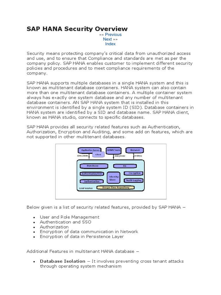 SAP HANA Security Overview | PDF | Databases | Computer Security