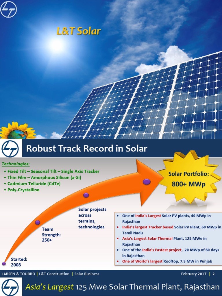 L&T Solar: Leading Renewable Solutions | PDF | Distributed Generation ...