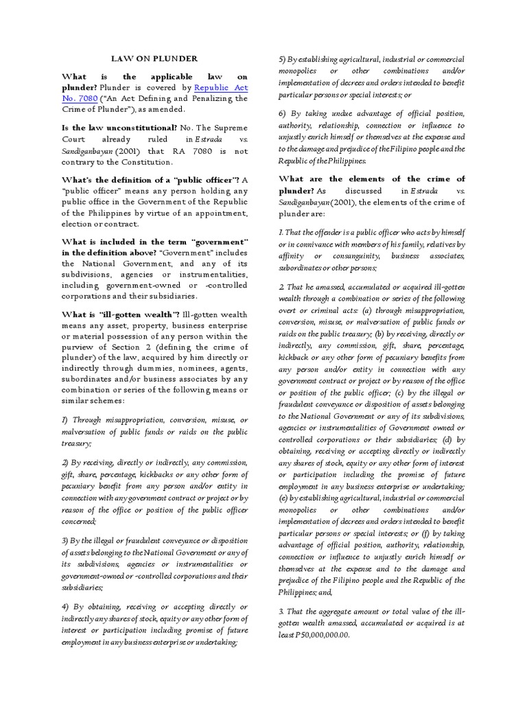 An In-Depth Examination of the Philippines' Anti-Plunder Law ...