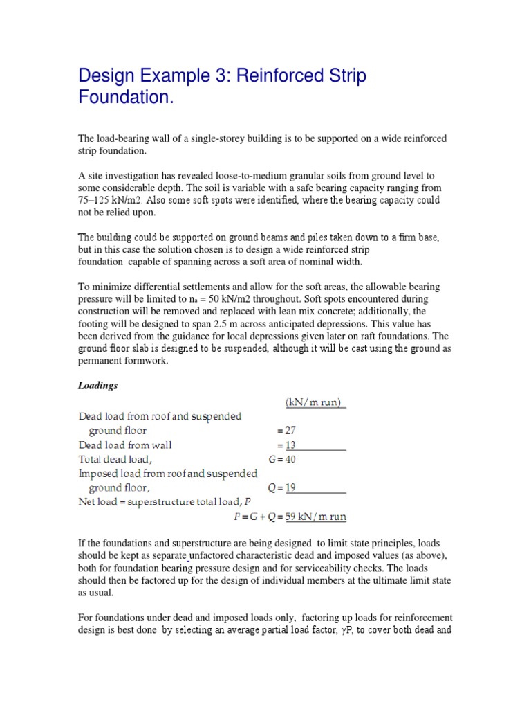 Reinforced Strip Foundation Design Example | PDF | Foundation ...