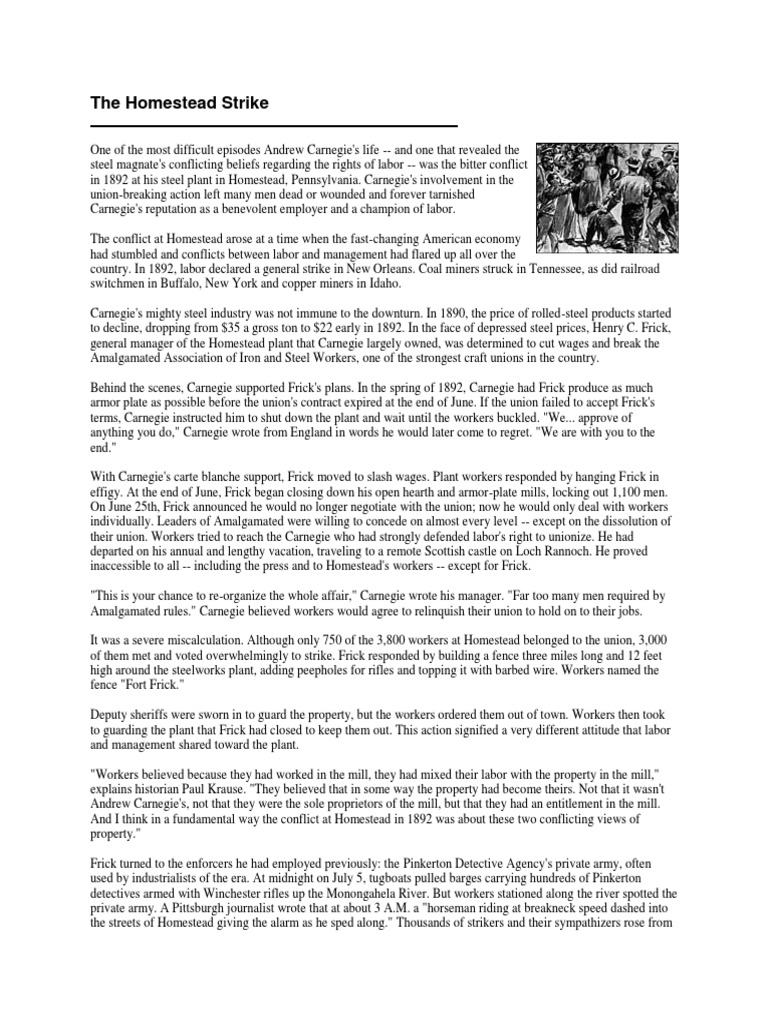 The Homestead Strike | PDF | Andrew Carnegie | Strike Action