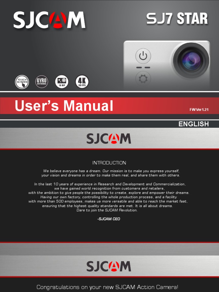 Sj7 Star Official Manual 2018 - v1.21 - en | PDF | Film Speed ...