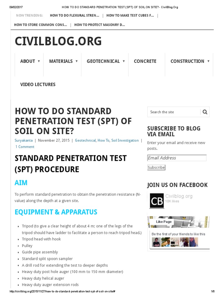 How To Do Standard Penetration Test (SPT) of Soil On Site | PDF | Nature