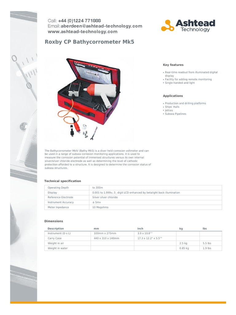 Roxby CP Bathycorrometer Mk5 | PDF | Corrosion | Subsea (Technology)